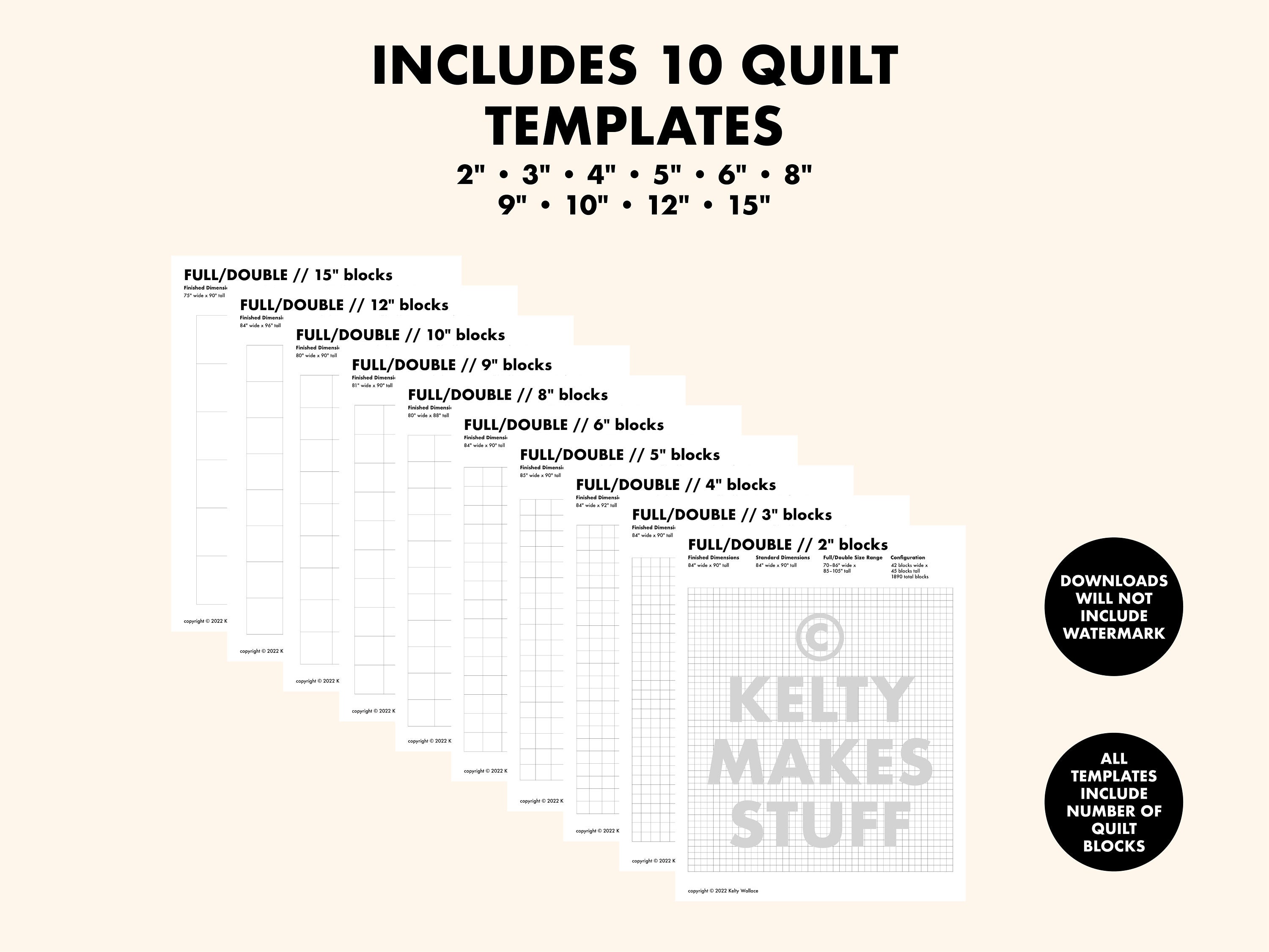 Quilt Planning Template for Full/double-size Quilts | Quilt Graph Paper ...