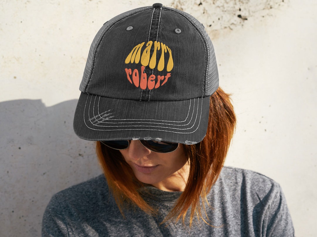 Custom Text Groovy Couple Hats Embroidered Mr Mrs Boyfriend Girlfriend ...