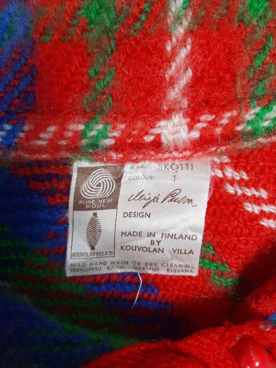 70s Finland PONCHO Blanket Wool Skotti Seventies Boho Hippie Festival ...