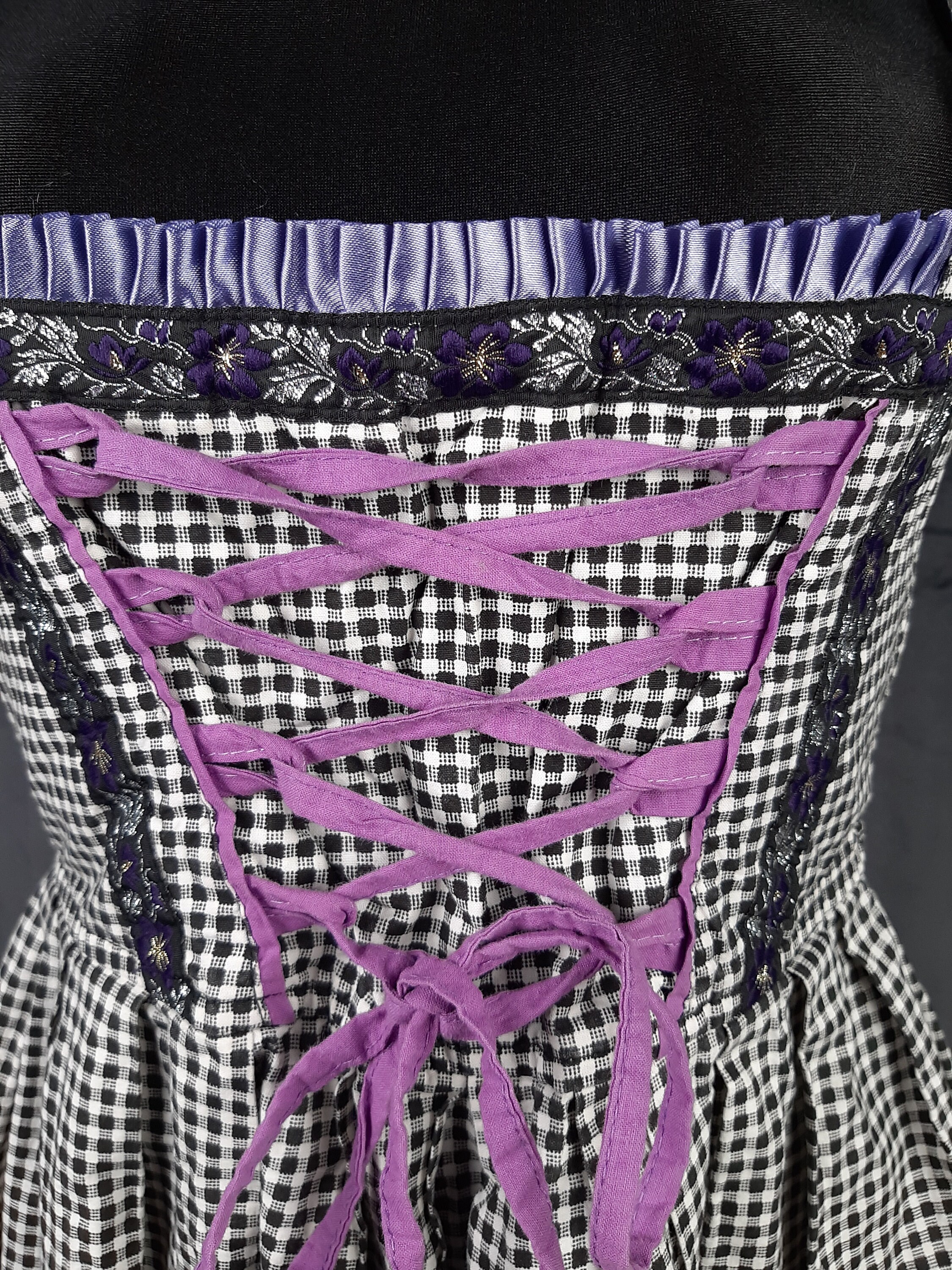 90s Trachtenpoint Dirndl DRESS Black Pink Purple Gingham - Etsy