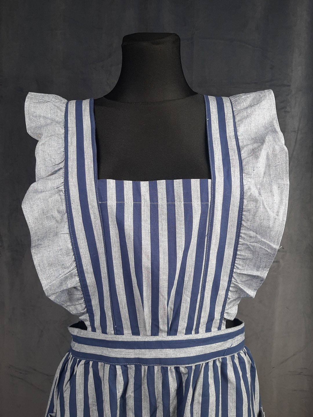 70s Lars Jonas Helmslojd Norwegian Apron DRESS Blue Stripes Striped ...
