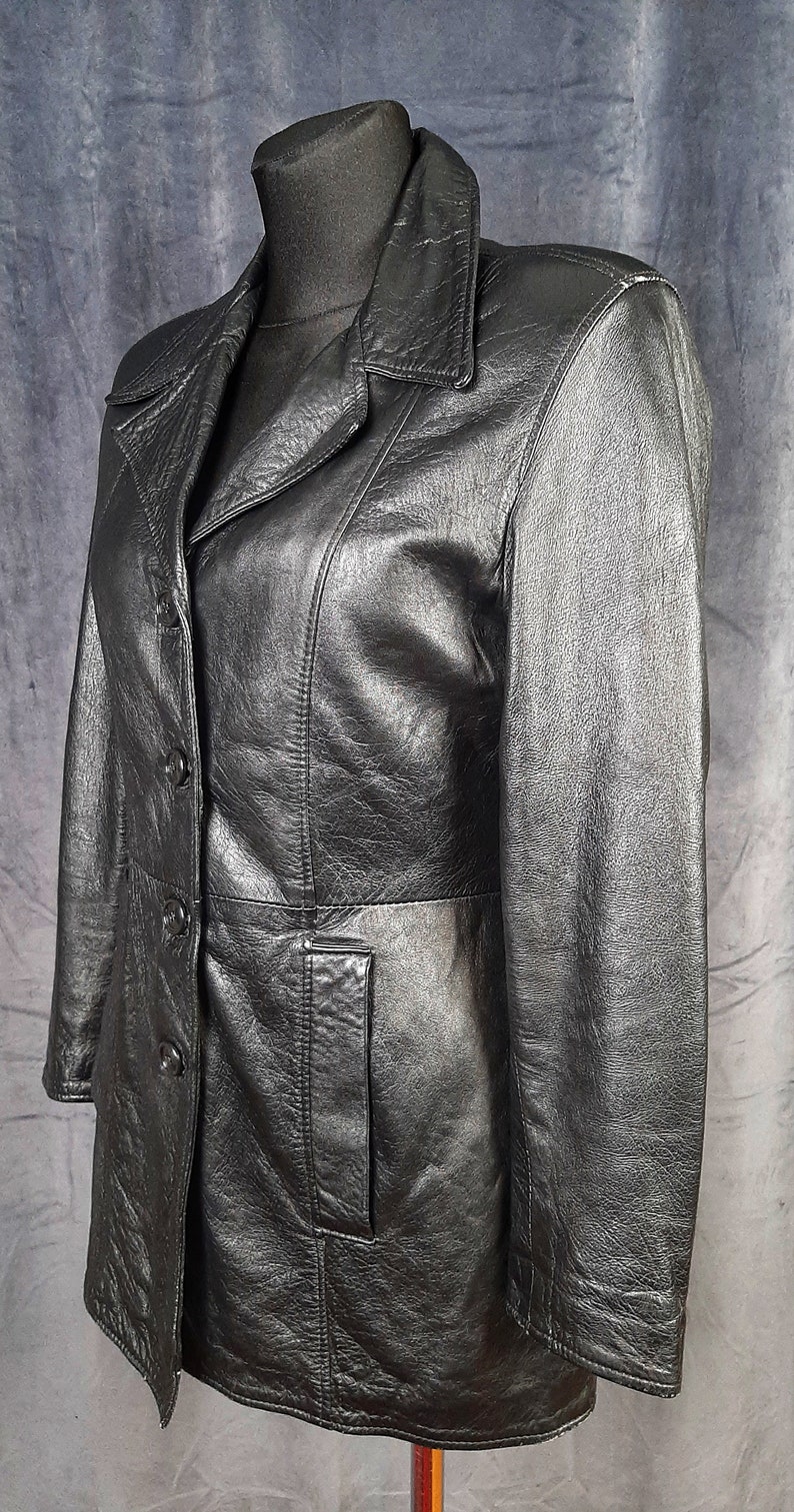 90s Italian Leather JACKET Blazer Black Nineties Trendy - Etsy