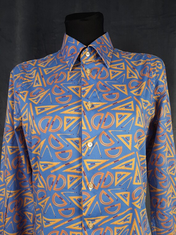 Y2K France mathematics ruler SHIRT blue yellow teache… - Gem