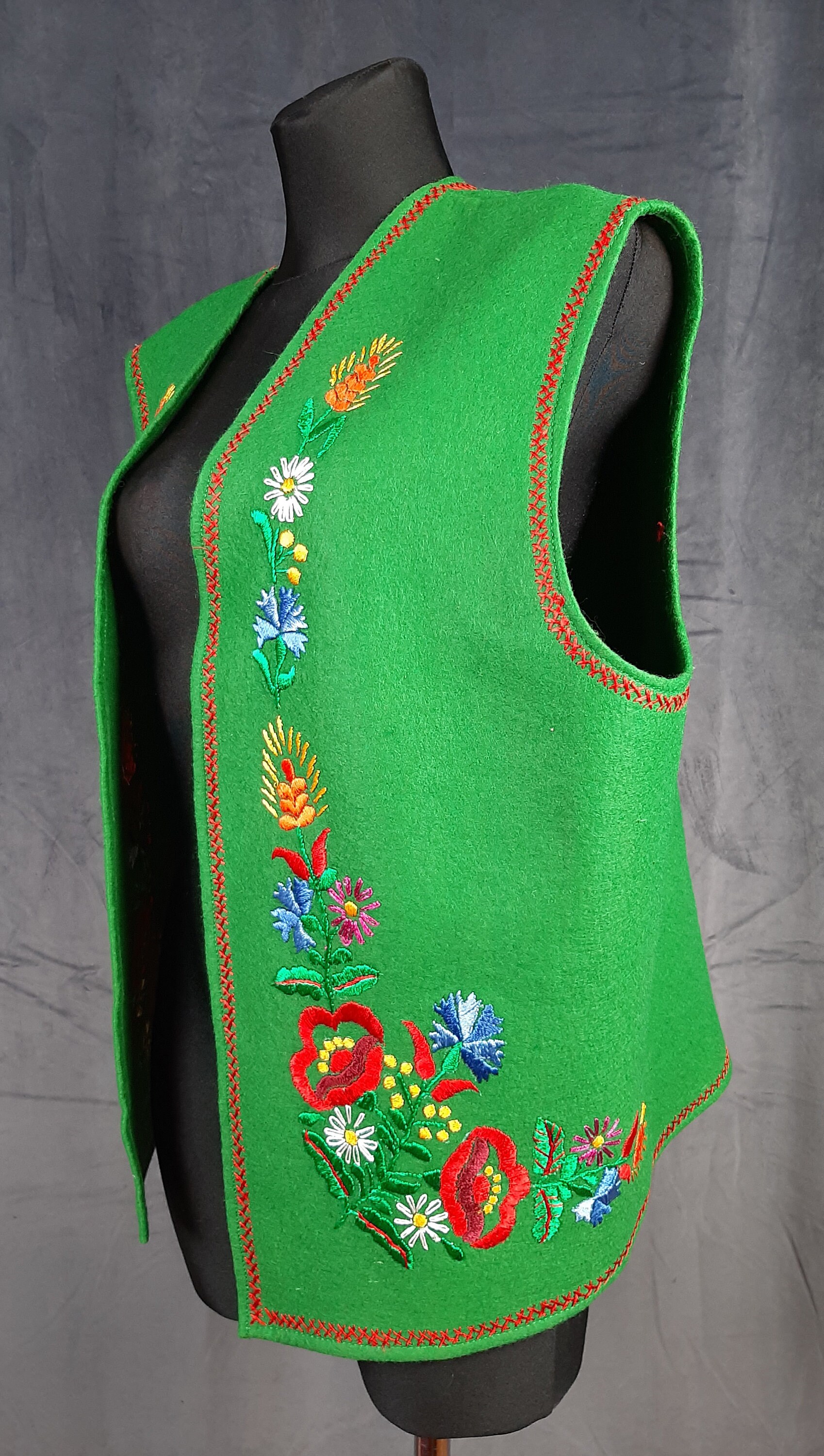 70s Hungarian Matyo Kalosca Felt VEST Bodywarmer Hand - Etsy