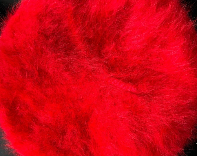 70s Red Fluffy Angora Wool HAT Beret Tam Beanie Winter Boho Vintage ...