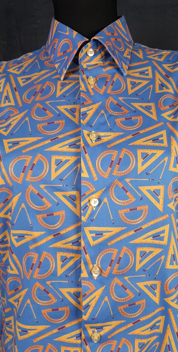 Y2K France mathematics ruler SHIRT blue yellow teache… - Gem