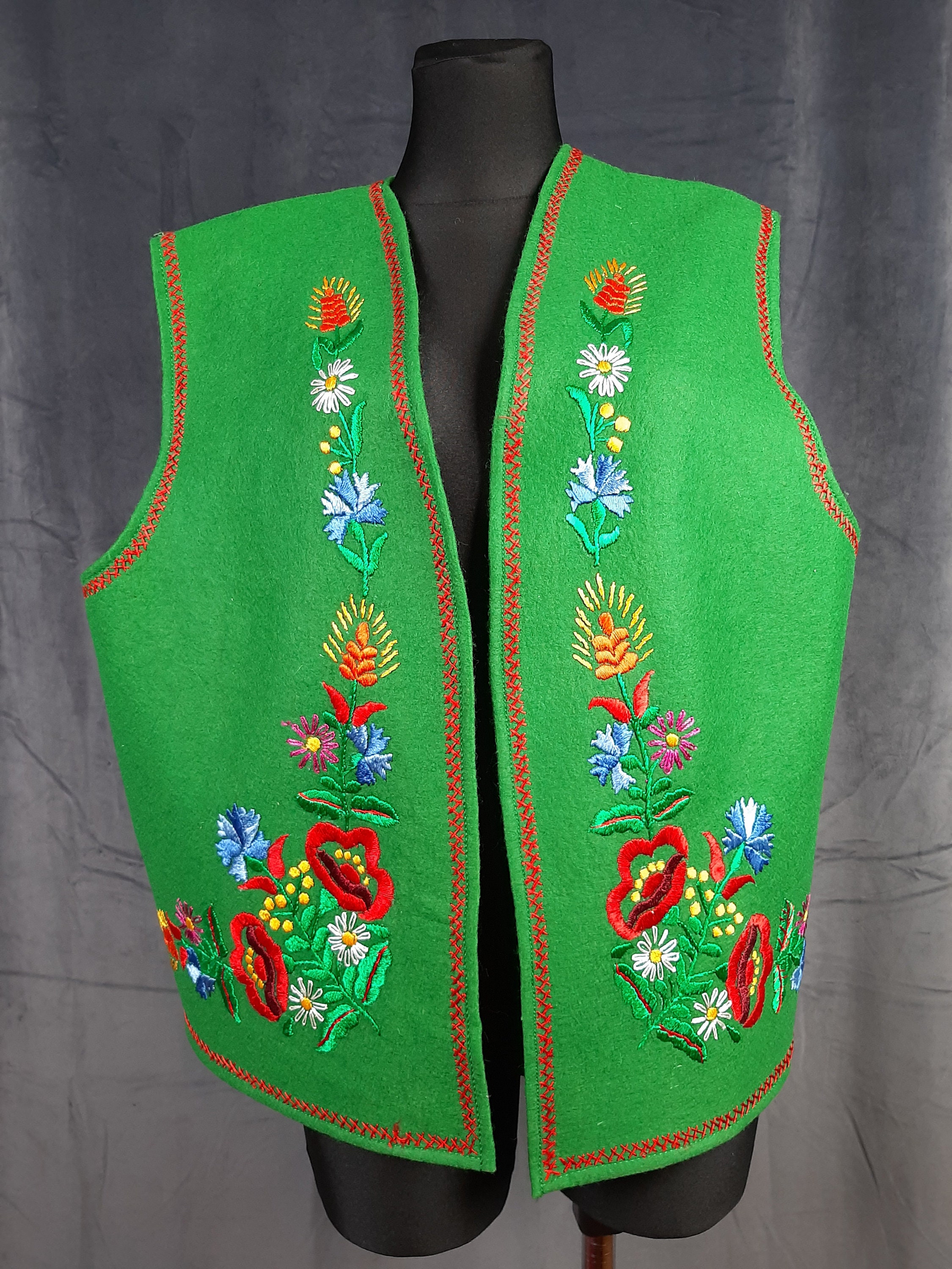 70s Hungarian Matyo Kalosca Felt VEST Bodywarmer Hand - Etsy