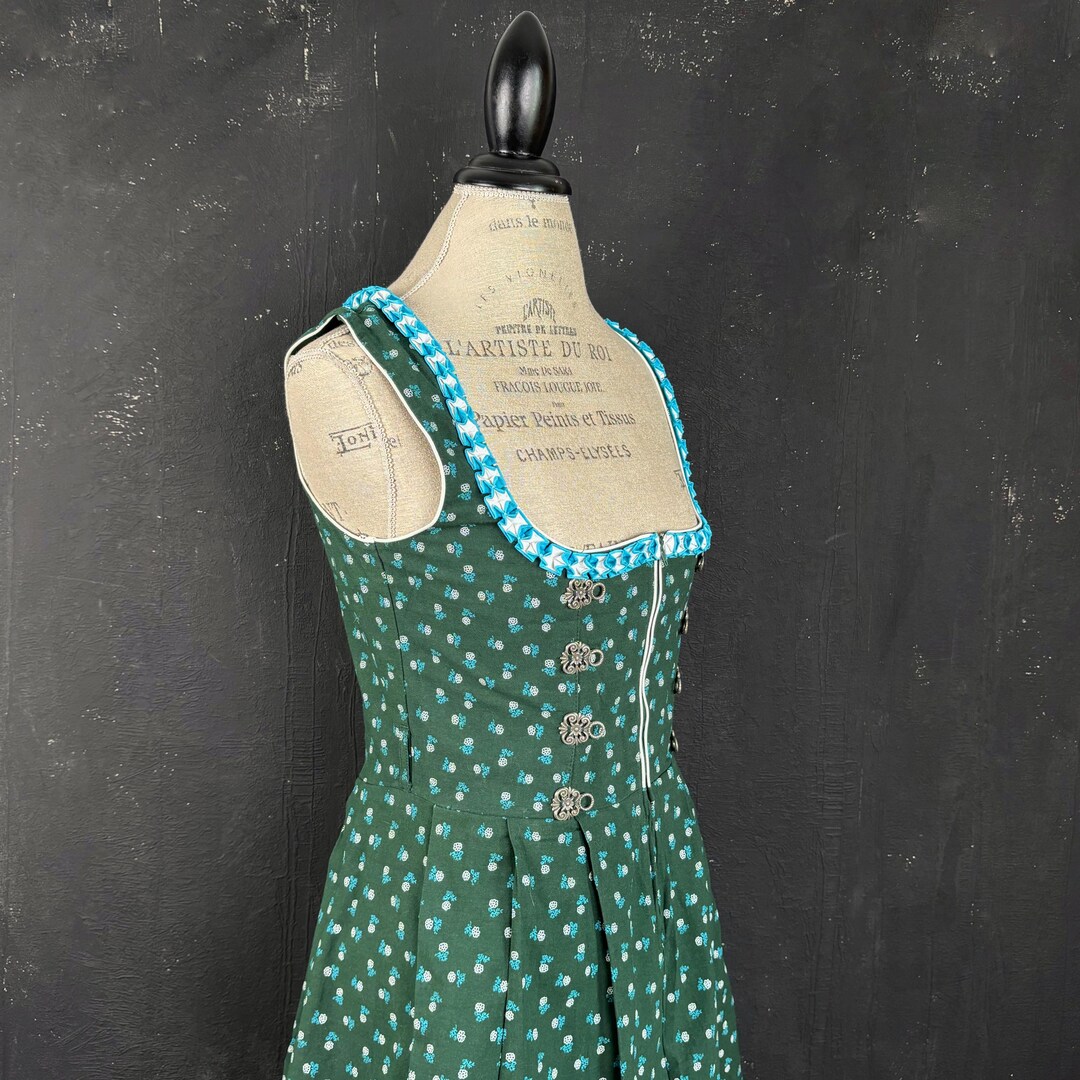 Green Blue Dirndl Trachten 90s Flower Ditsy DRESS Octoberfest Alpen ...