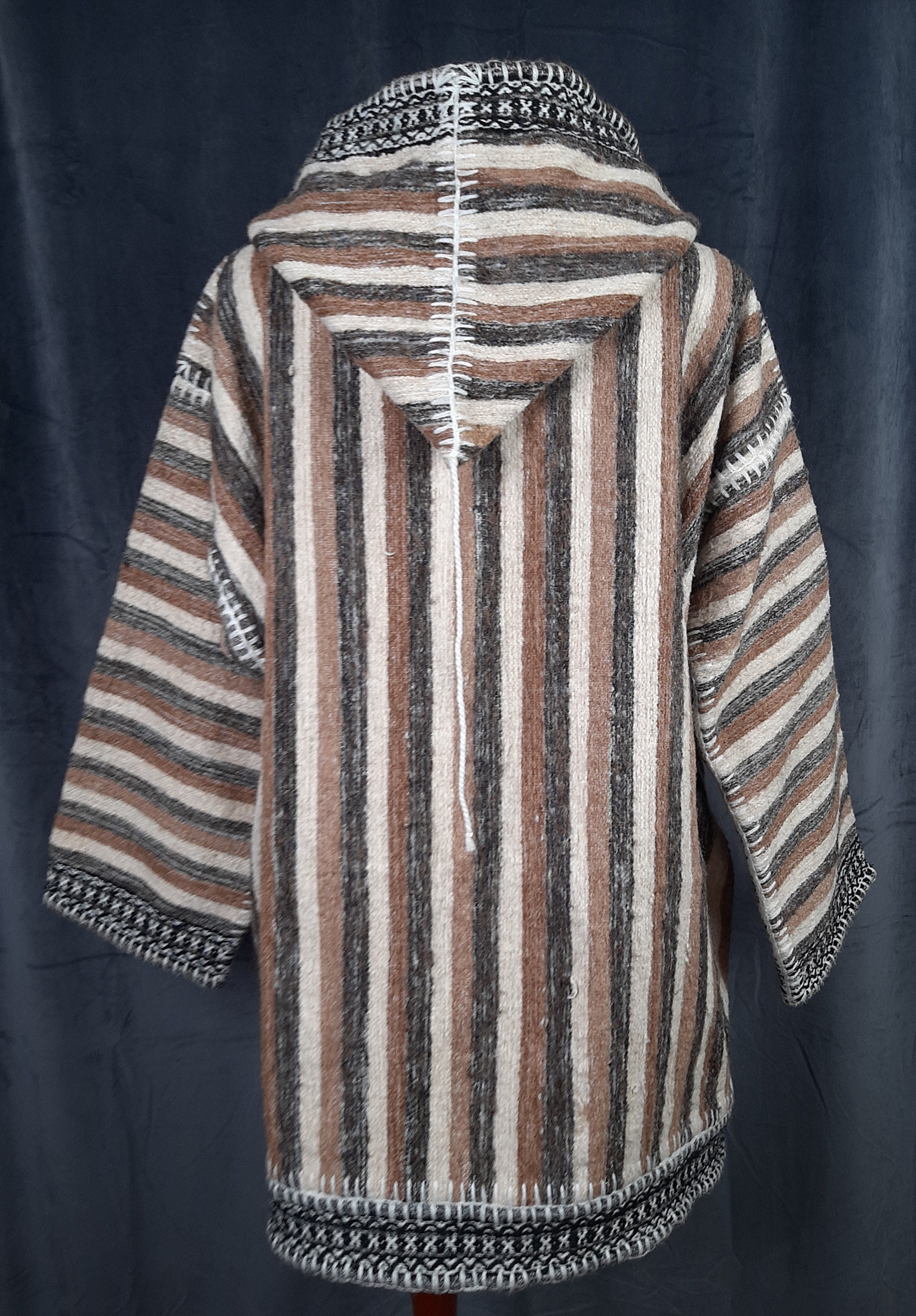 90s Ethnic Festival Wool Mic CARDIGAN Brown Beige Stripes Guatemala ...