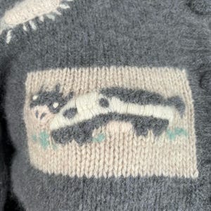 Angora Wool Sheep Duck Bird Farm Cow Animal Embroidered Knitted Grey ...