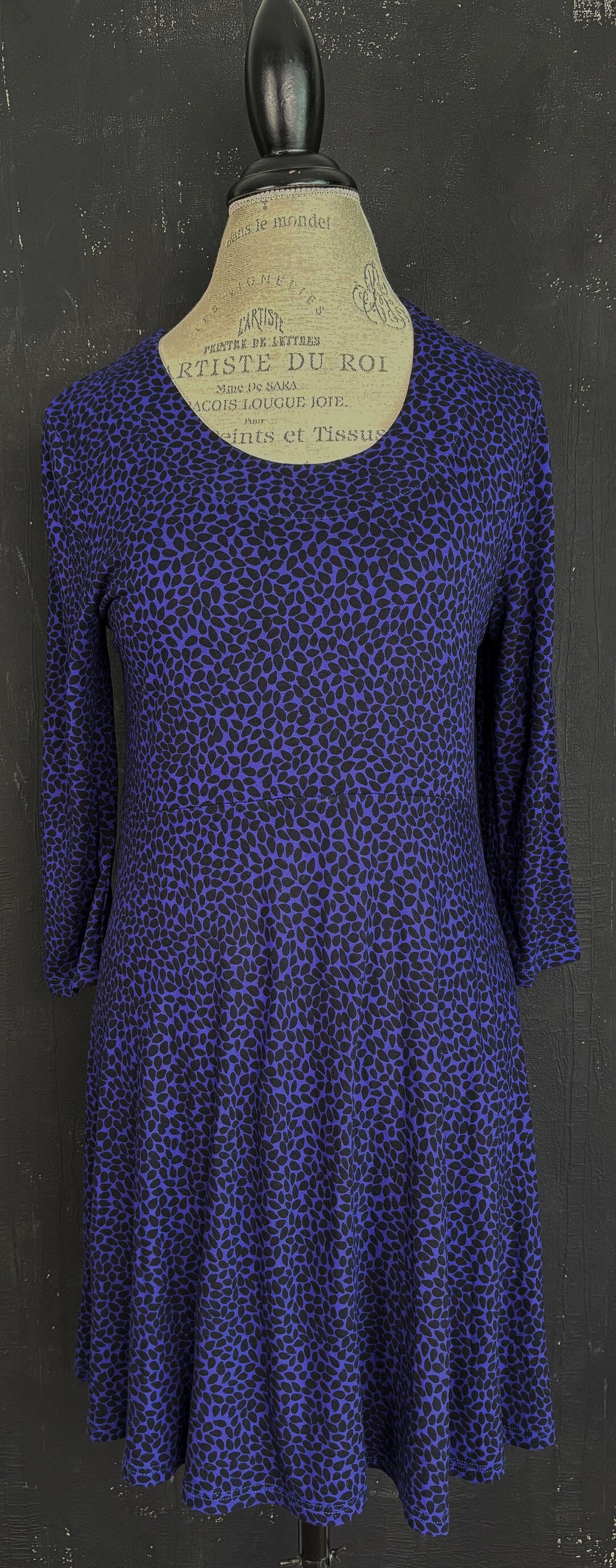 Vintage Nanso Finnish Raindrop Print Dress - Black & Blue Minimalism ...