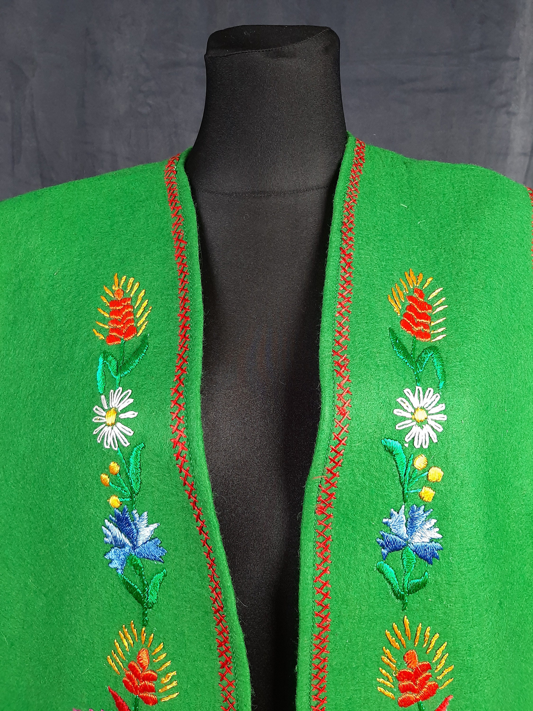70s Hungarian Matyo Kalosca Felt VEST Bodywarmer Hand - Etsy