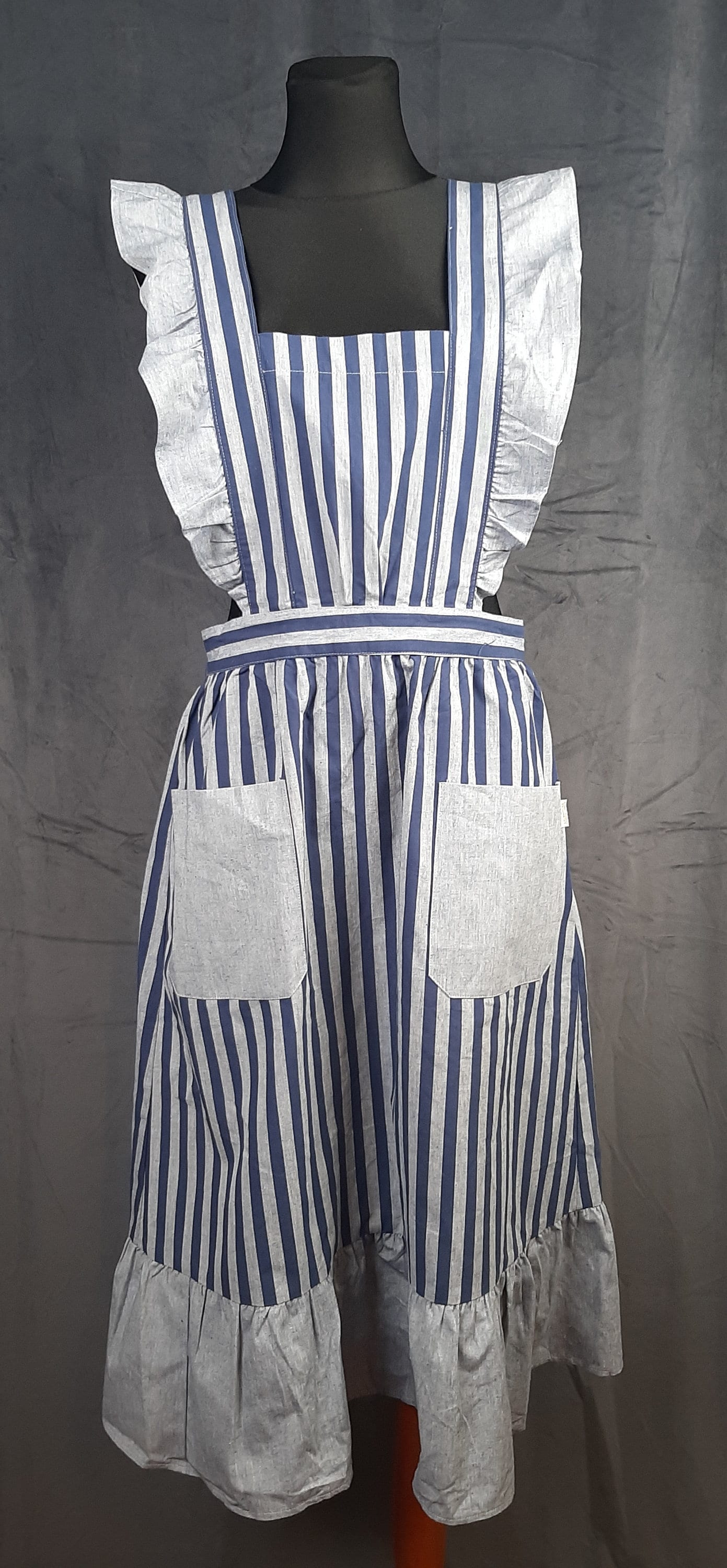 70s Lars Jonas Helmslojd Norwegian Apron DRESS Blue Stripes Striped ...