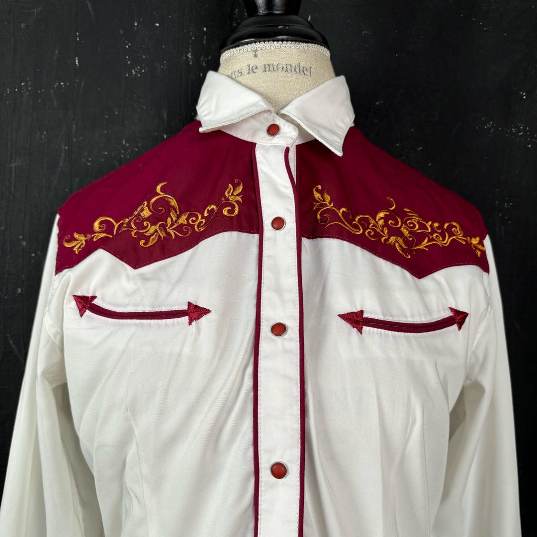 Western Cowboy Cowgirl Arrow Stars and Stripes BLOUSE Top Red White ...