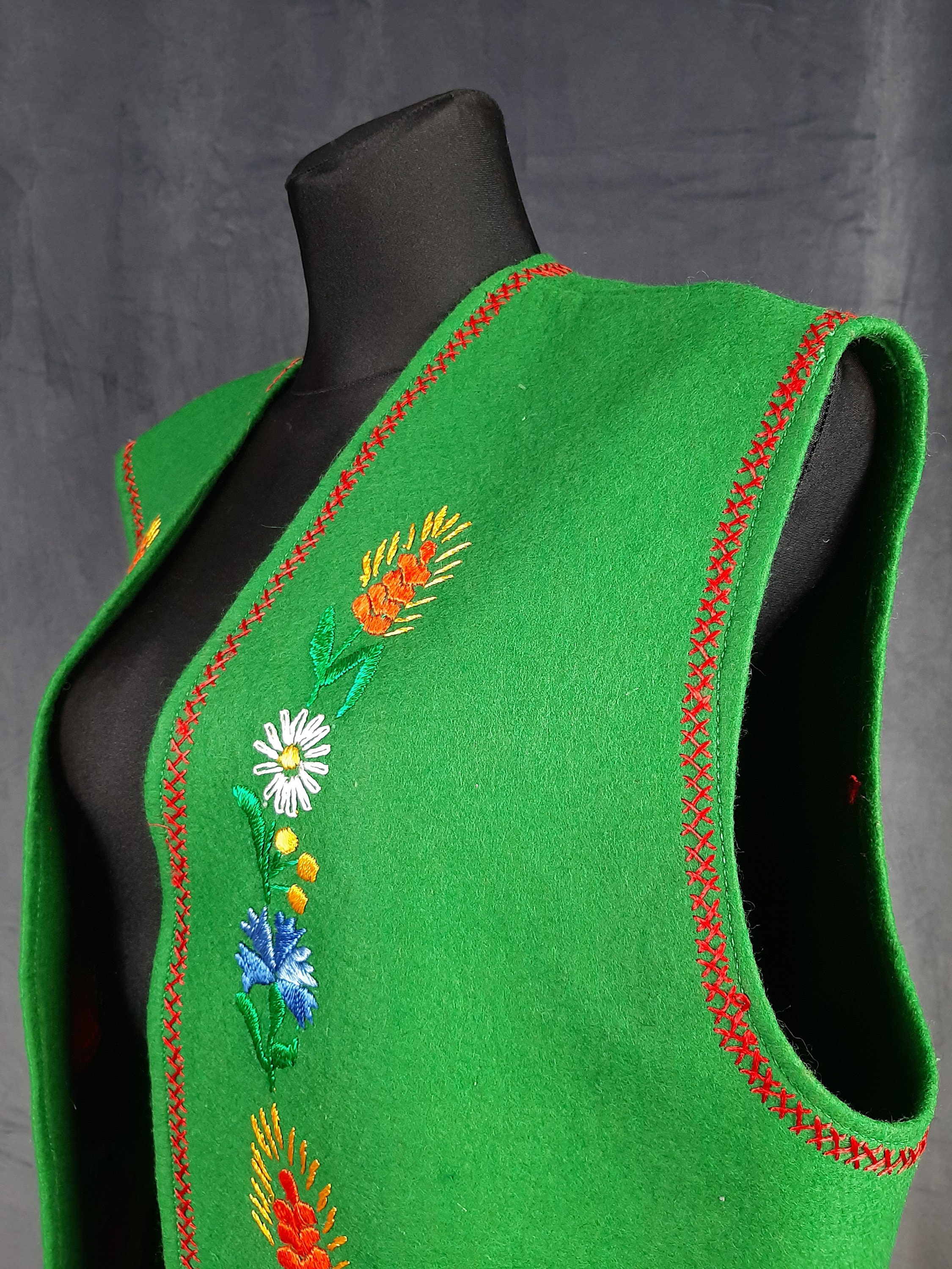 70s Hungarian Matyo Kalosca Felt VEST Bodywarmer Hand - Etsy