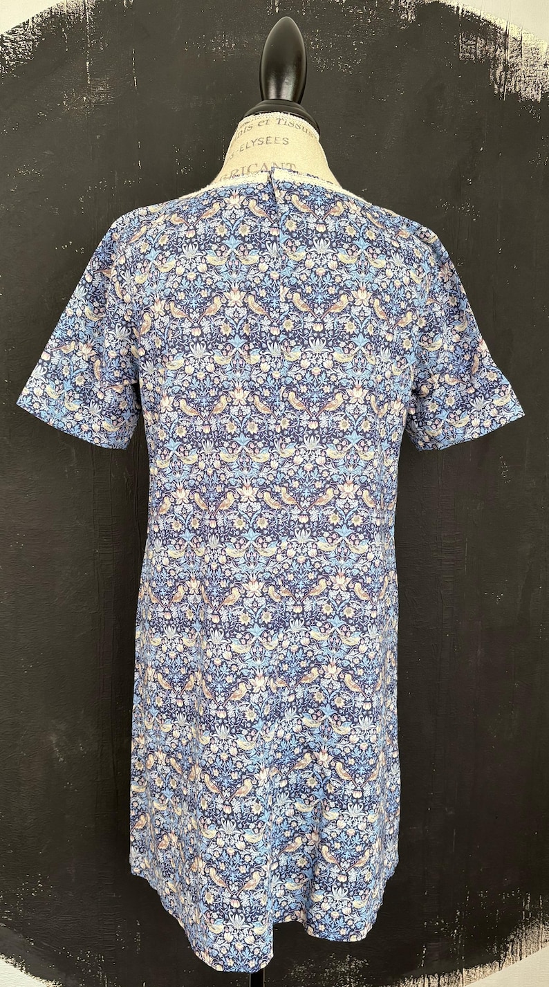 90s Liberty Strawberry Thief Bird DRESS Vintage Blue Lace Cotton Morris ...
