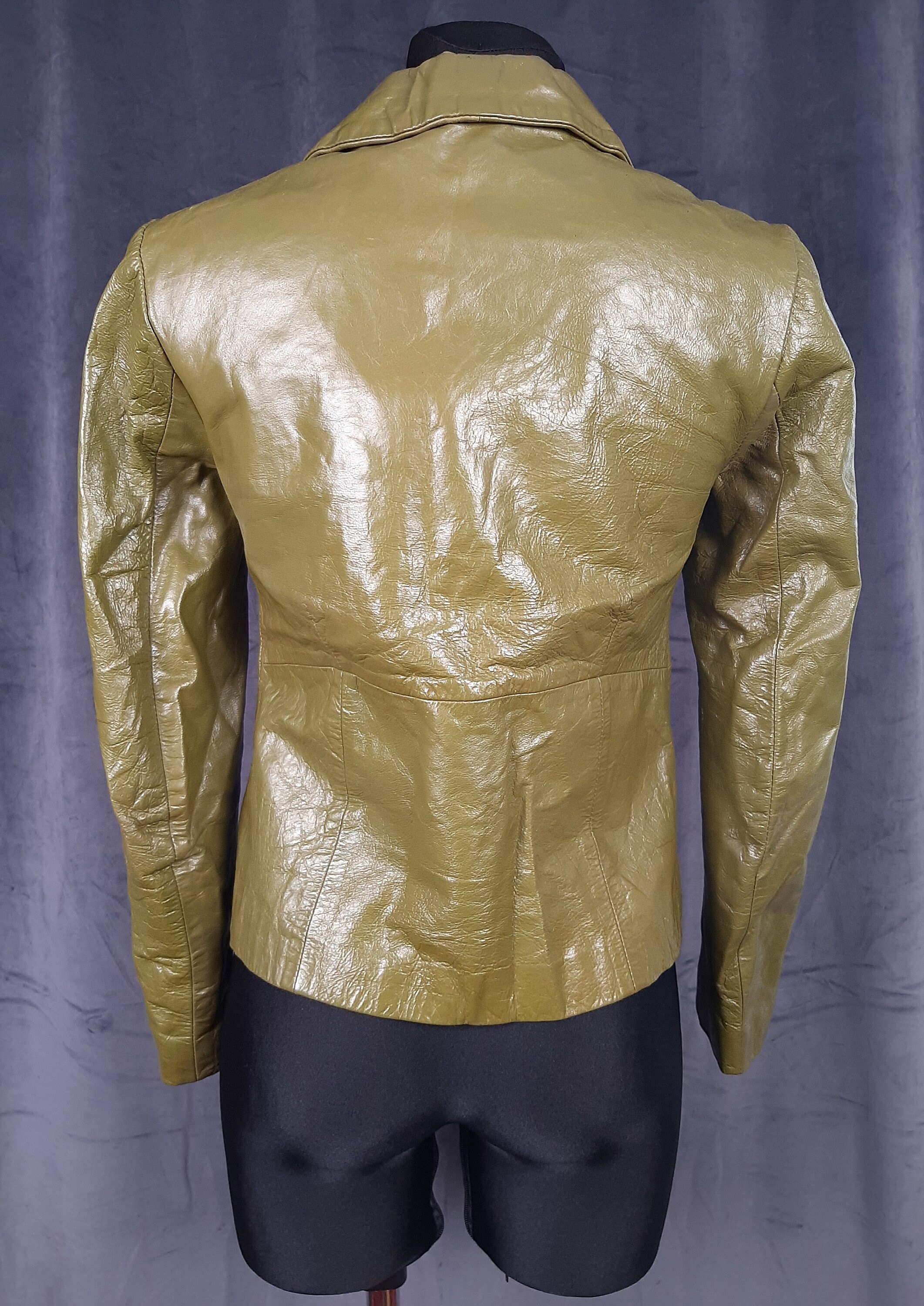 70s Paris French Leather JACKET Blazer Olive Green Bright France Seventies True Vintage Movie ...