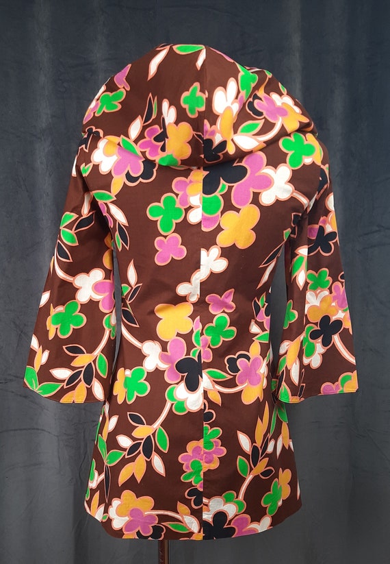 70s French flower power Blazer jacket green brown yel… - Gem