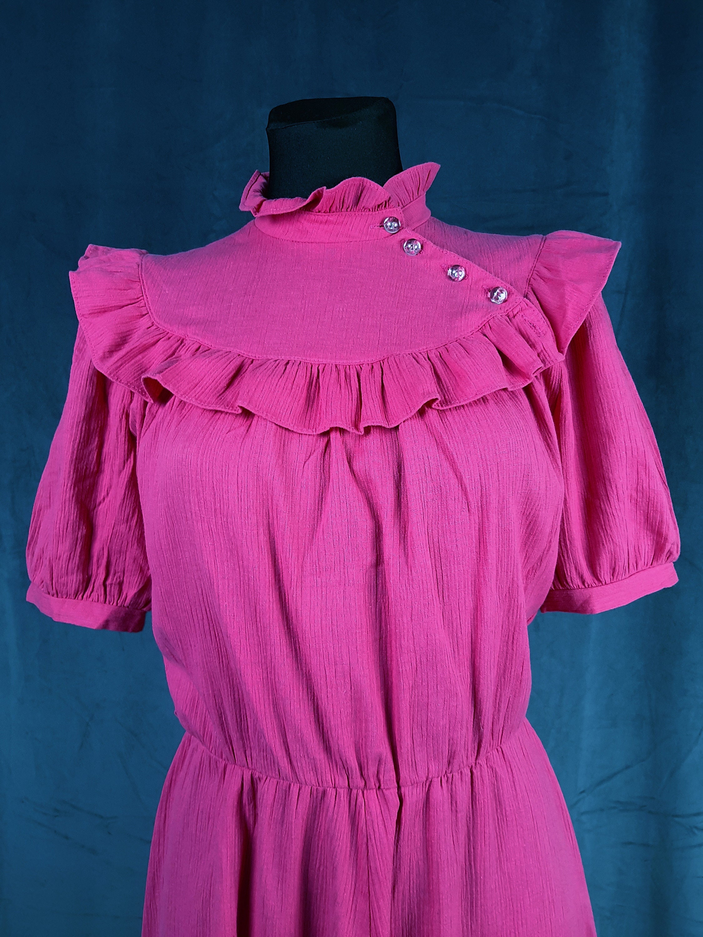 80s Finland Figurette DRESS Purple Fuchsia Ruffle Crinkled - Etsy