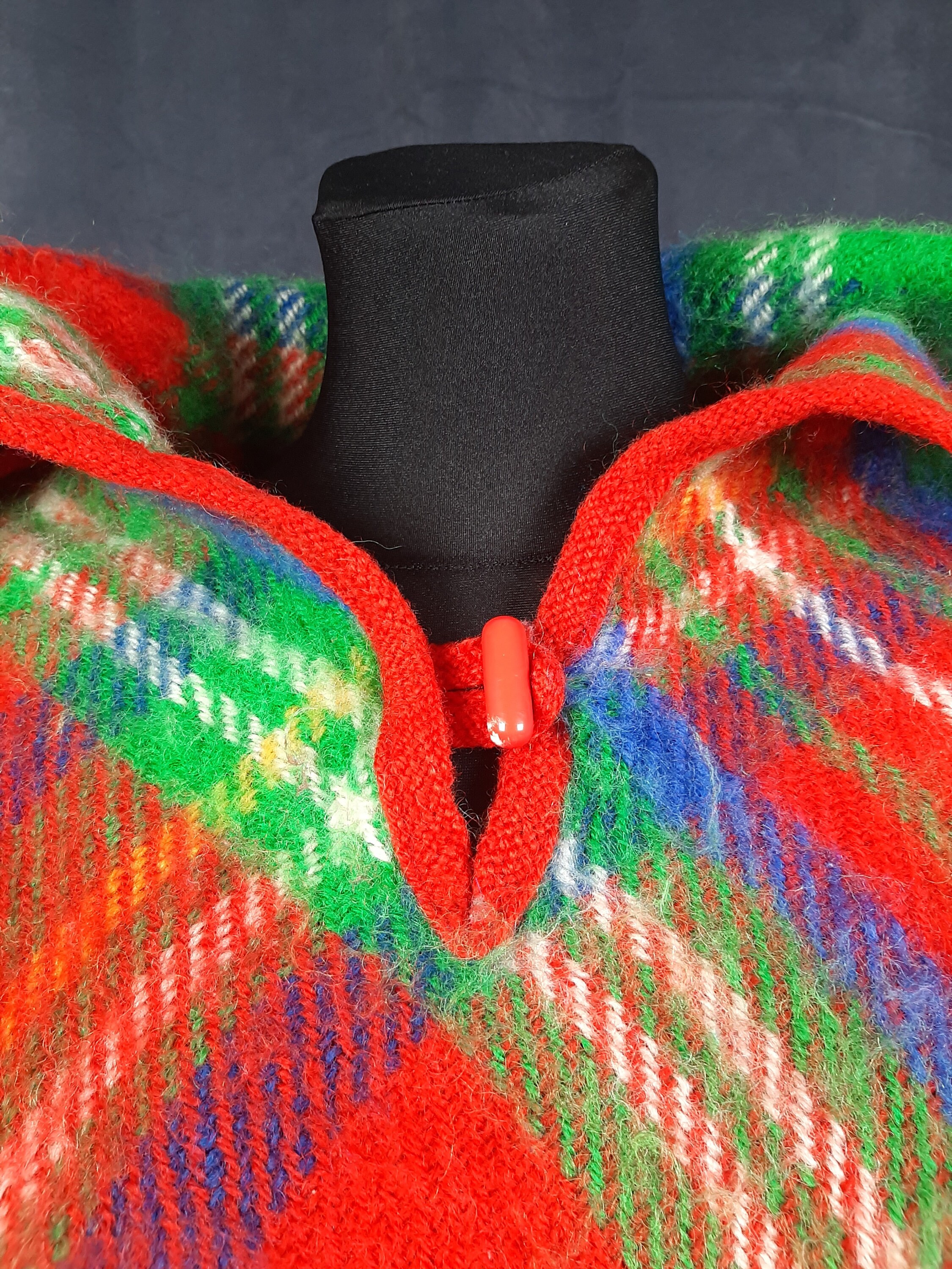 70s Finland PONCHO Blanket Wool Skotti Seventies Boho Hippie Festival ...
