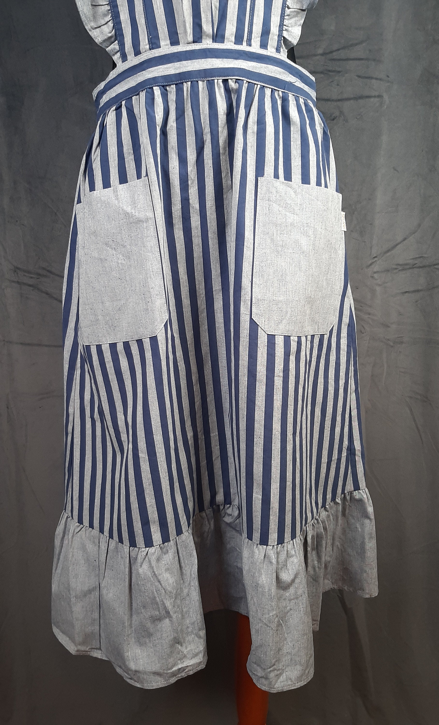 70s Lars Jonas Helmslojd Norwegian Apron DRESS Blue Stripes Striped ...