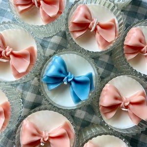Pink and Blue Bow/ Ribbon Candle, Baby Shower Gift Favor, Soy Candle ...