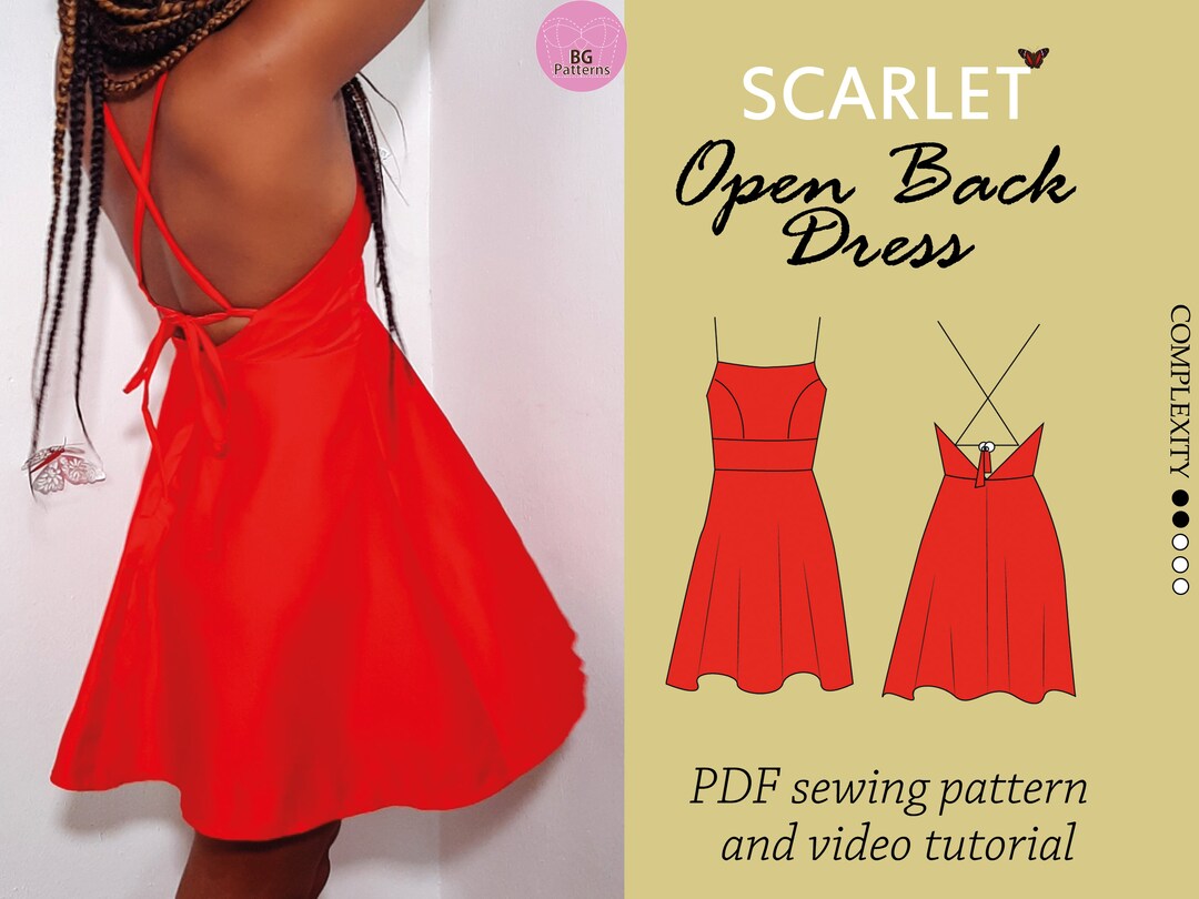 SCARLET Princess Seam Half Circle Open Back Dress, PDF Digital Sewing ...