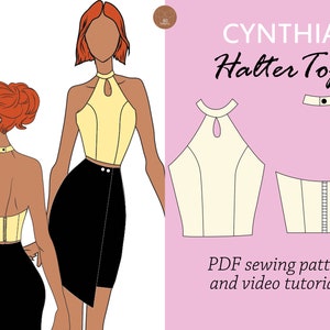 CYNTHIA Halter Top Sewing Pdf Digital Pattern, Summer Top Pattern ...