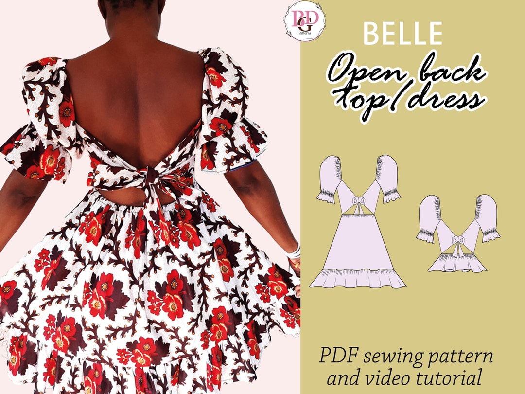 BELLE Summer Open Back Dress Sewing Pattern - Pdf Pattern - Etsy