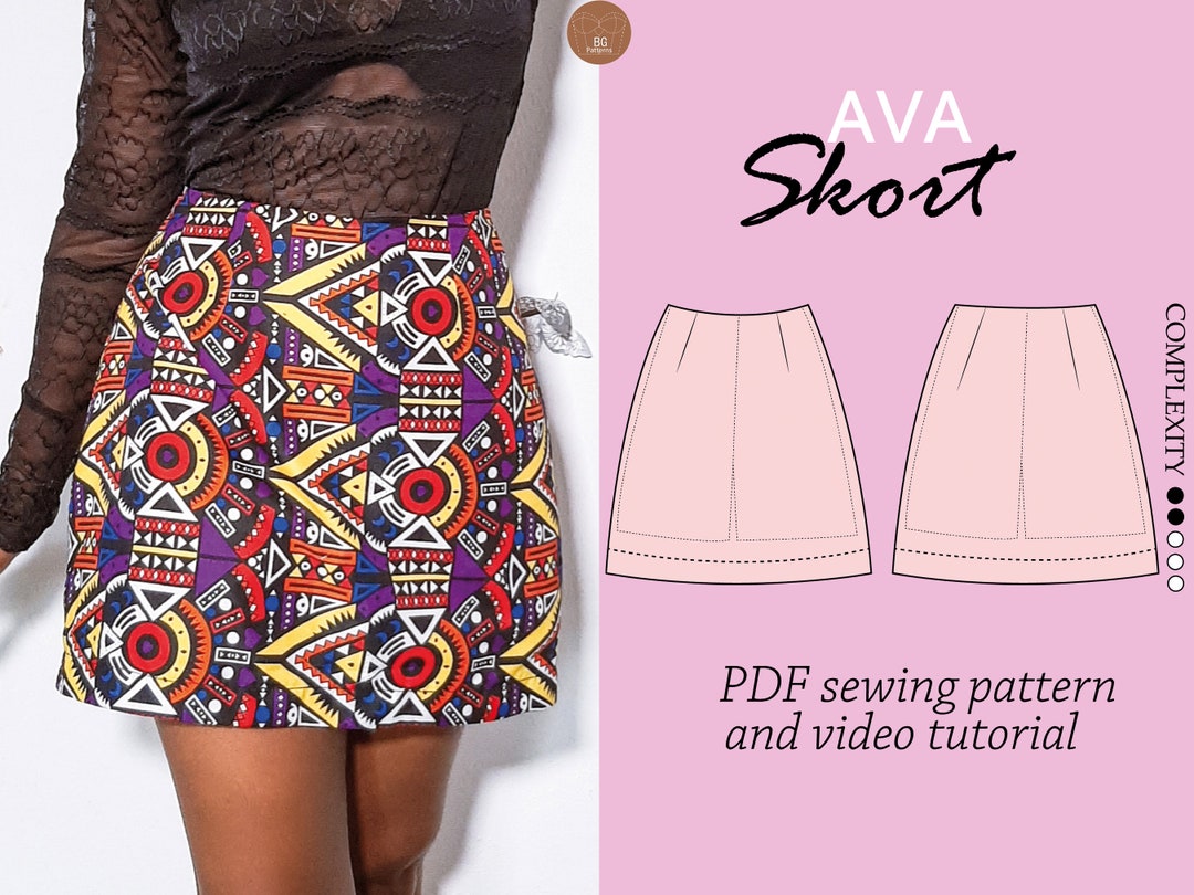 AVA Skort/skirt Sewing PDF Pattern, Mini Skirt Pattern, Shorts Sewing ...
