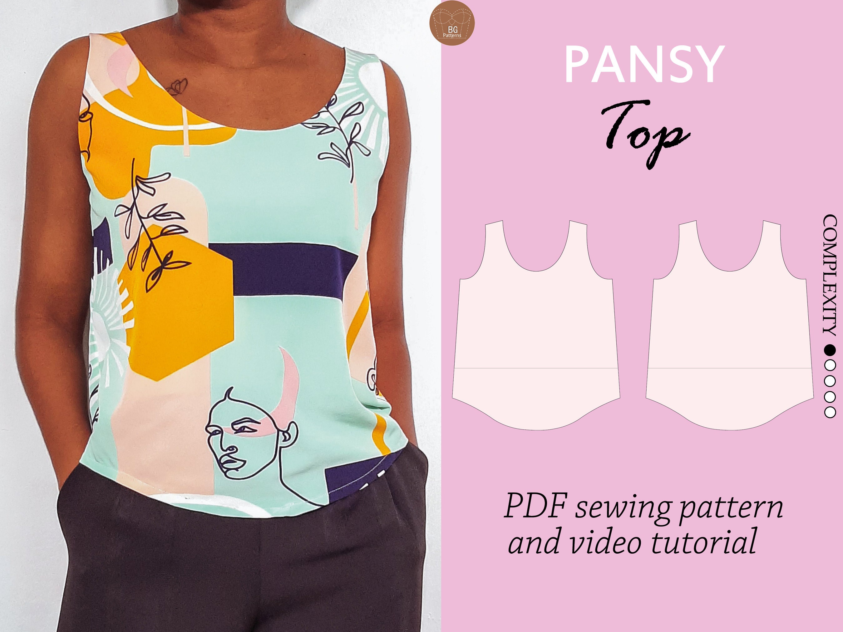 PANSY Camisole Top Sewing Pattern, Tank Top Sewing Pdf Pattern, Summer ...