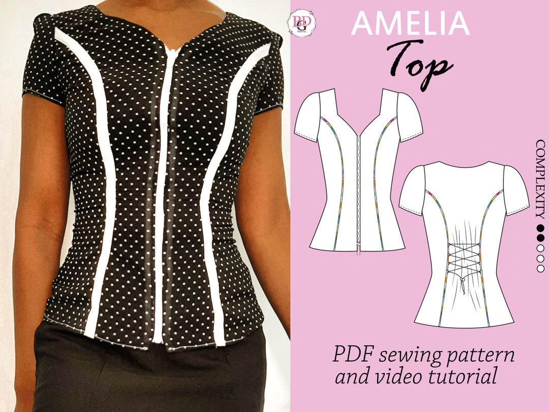 AMELIA Princess Top Pattern, Sewing Pdf Pattern, Summer Top Pattern ...