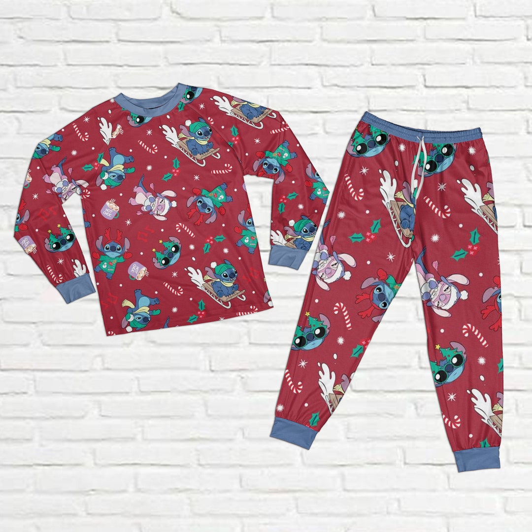 Stitch Christmas Pajamas Set Stitch and Angel Pajamas Disney - Etsy