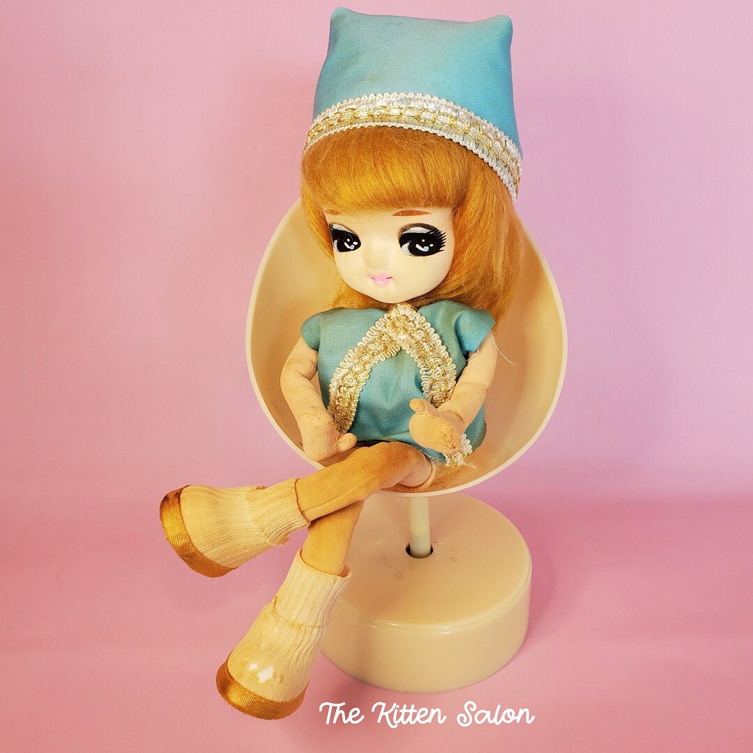 Vintage Pose Doll Japan Big Eye in Mod Egg Chair Musical Rotating - Etsy