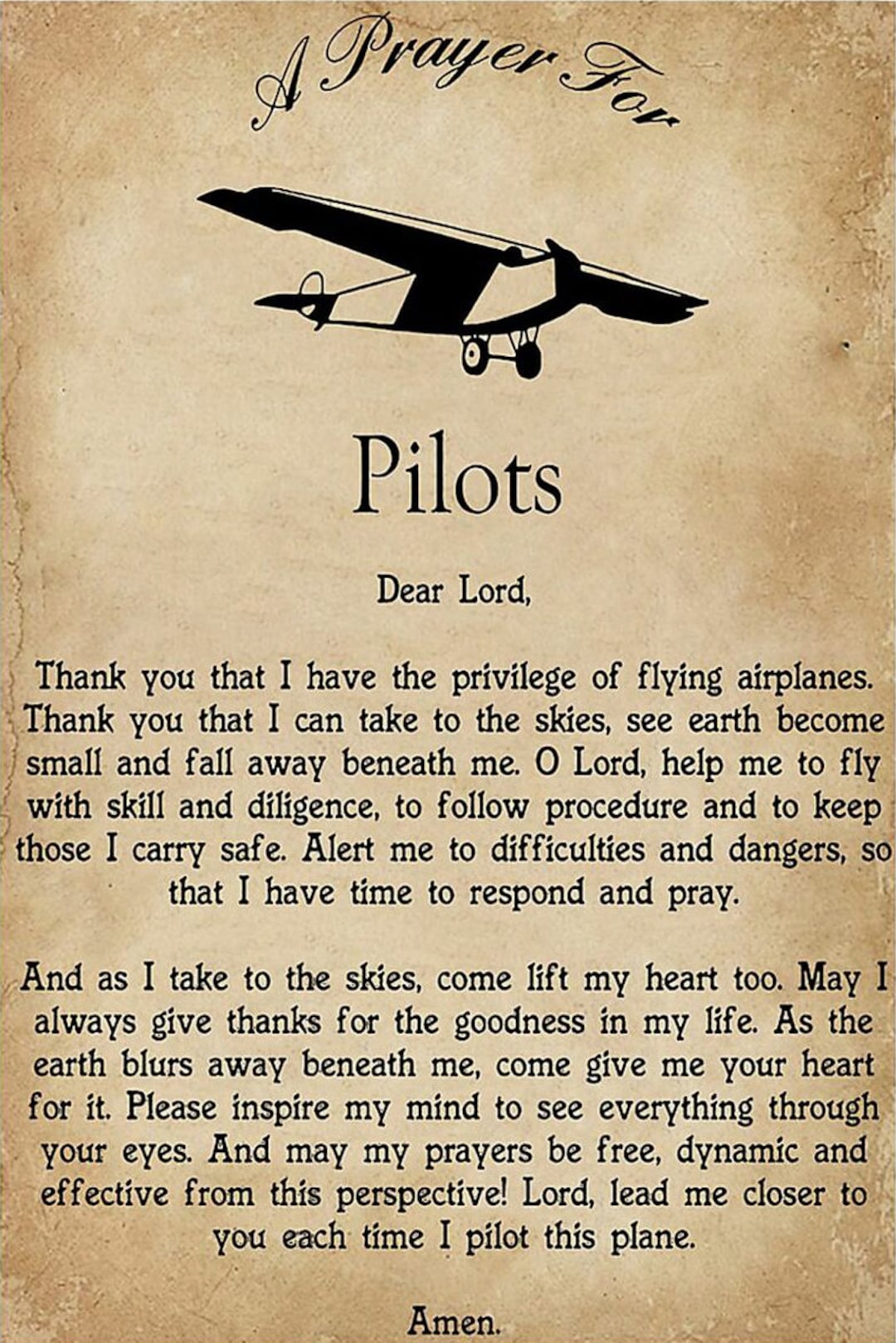 Pilots Prayer Poster Wall Art Home-decor - Etsy