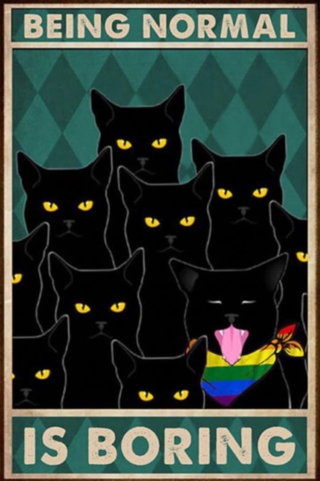 Being Normal is Boring Rainbow Cat Wall Art Home-decor - Etsy