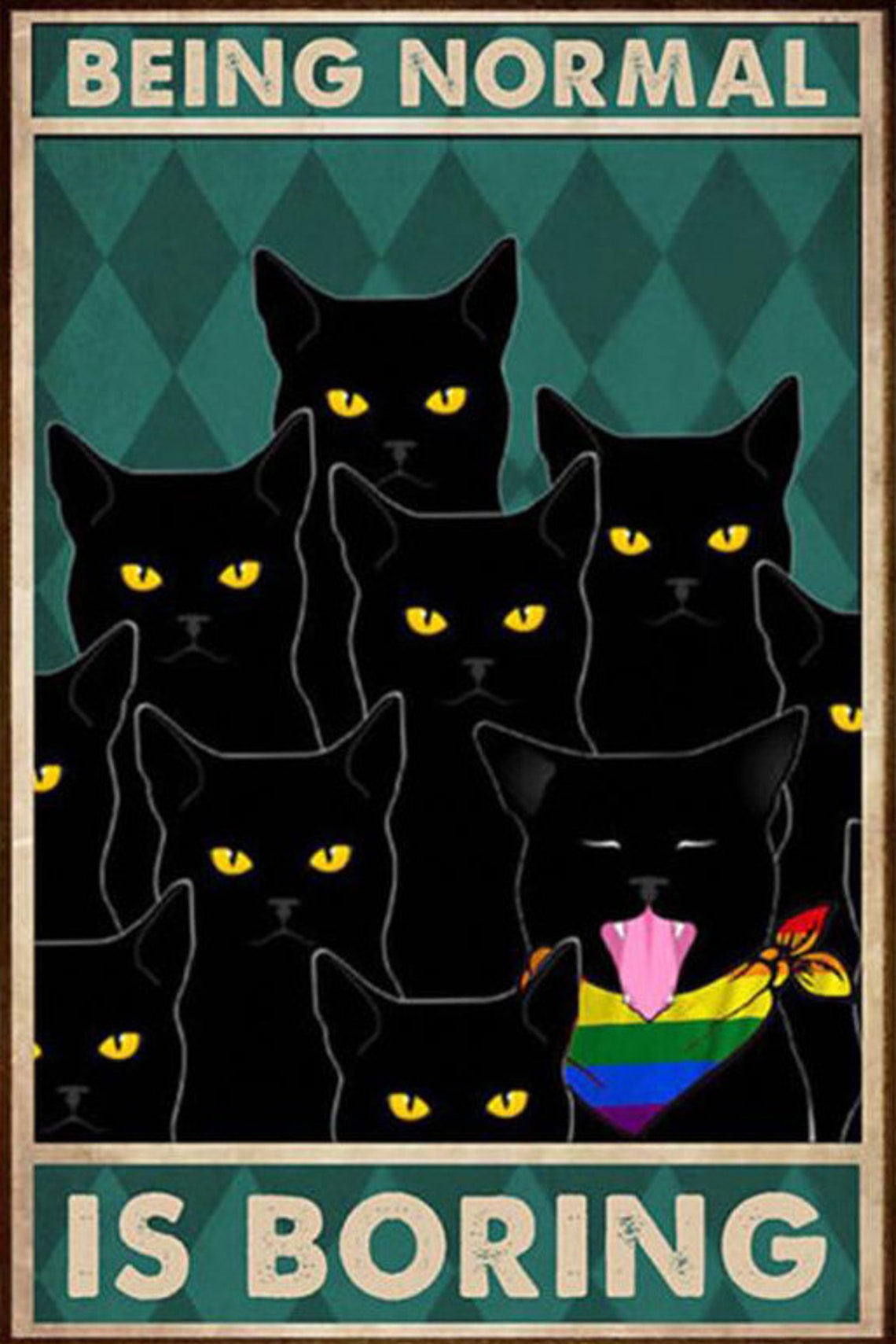 Being Normal is Boring Rainbow Cat Wall Art Home-decor - Etsy