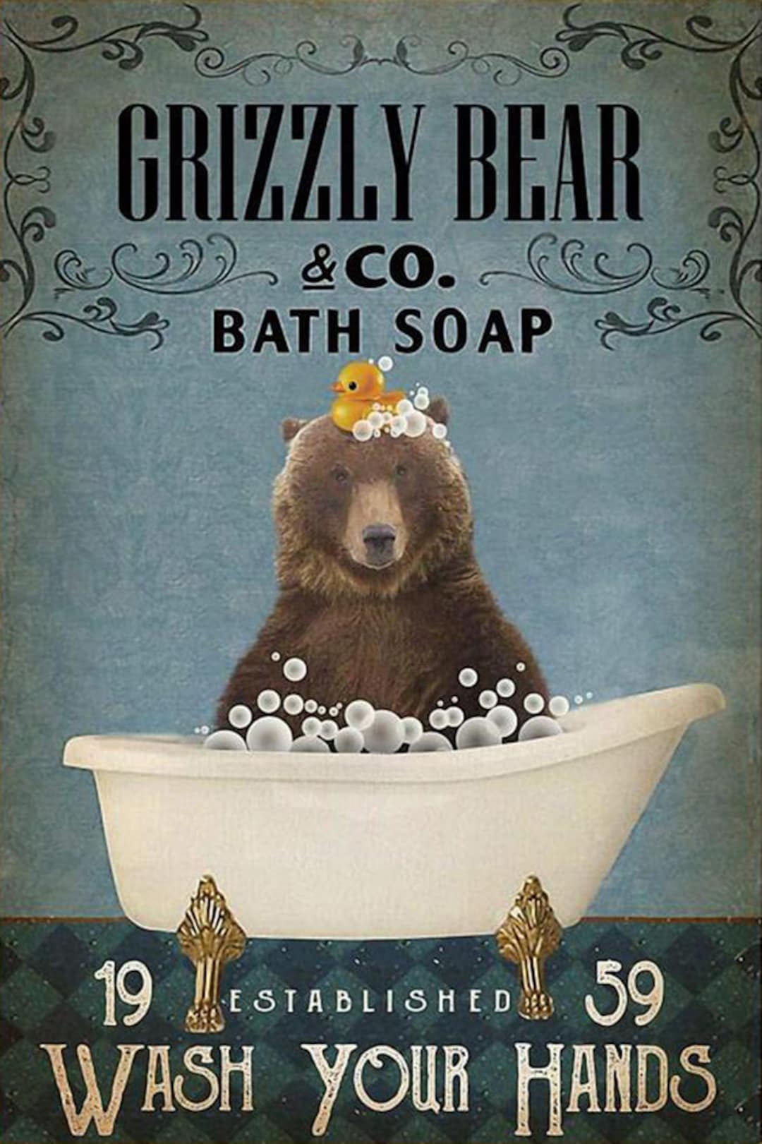 Grizzly Bear Bath Soap Wash Your Hands Poster Wall Art Home-decor - Etsy