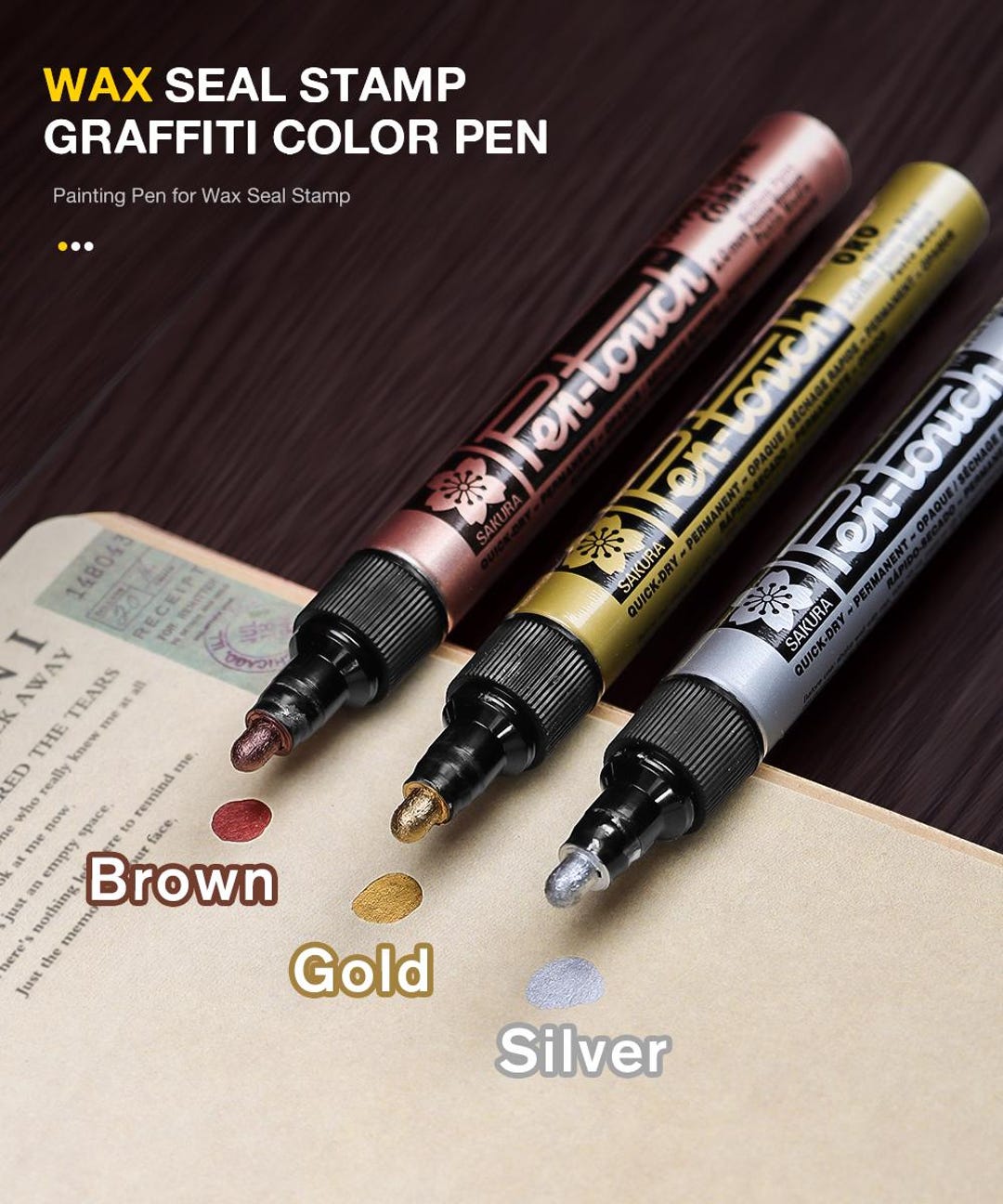 Waxing Color Pens / Metallic Wax Stamp Markers / Mark Pen for Wax Stamp ...