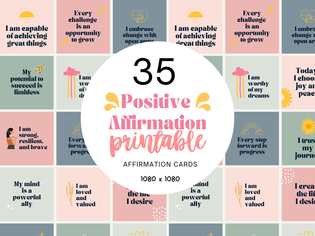 Daily Affirmation Cards, Vision Board, Printable Affirmation Cards ...