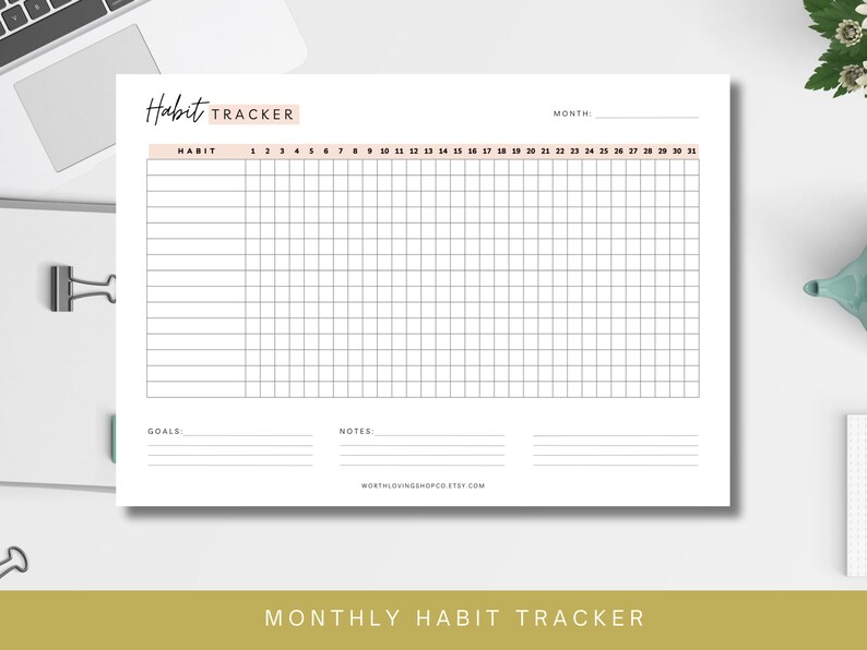 Monthly Habit Tracker, Self Care Tracker, Digital Habit Tracker, Goal ...