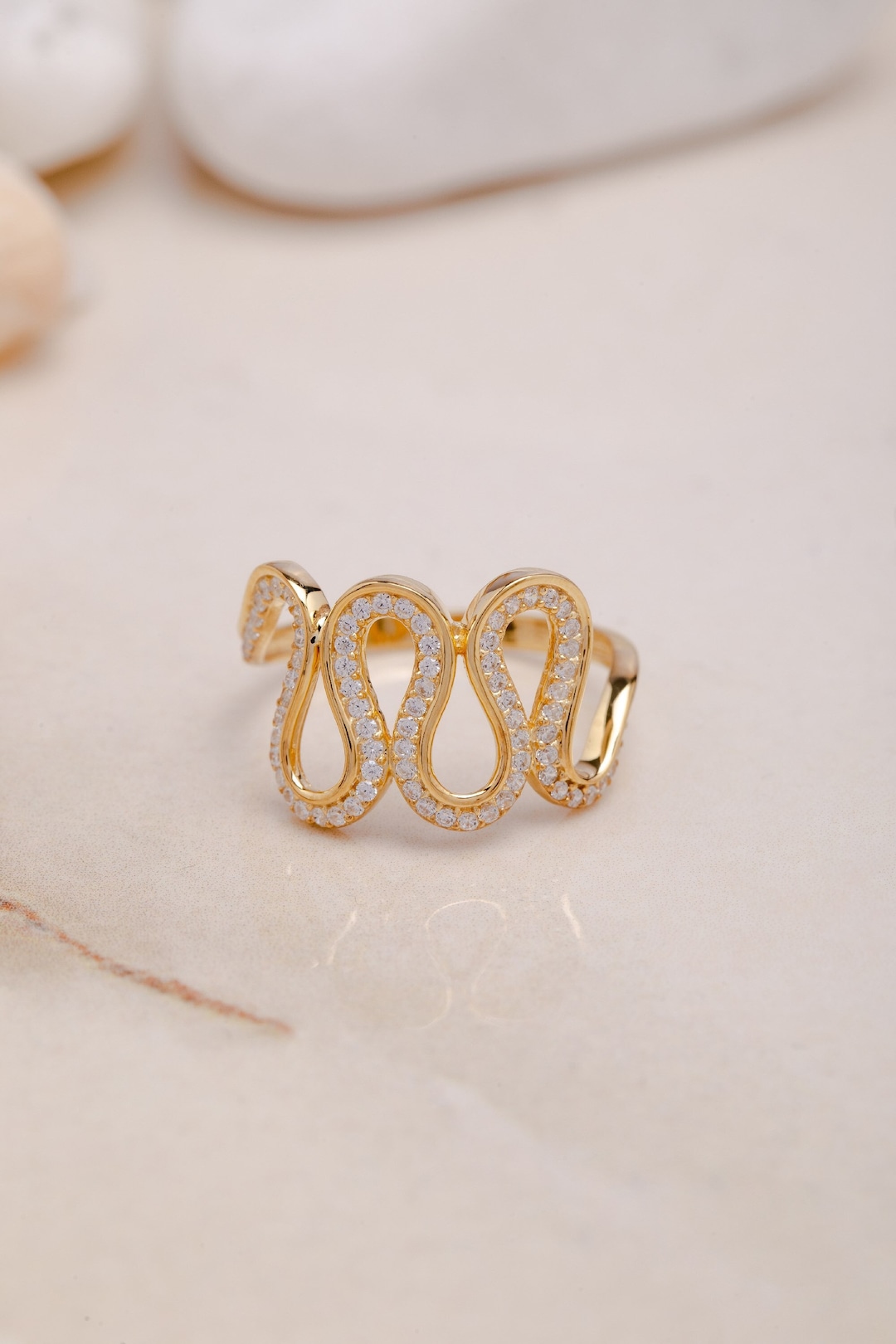 18K 14K Stackable Zig Zag Band Ring, Zig Zag Stackable Rings, Rings for ...