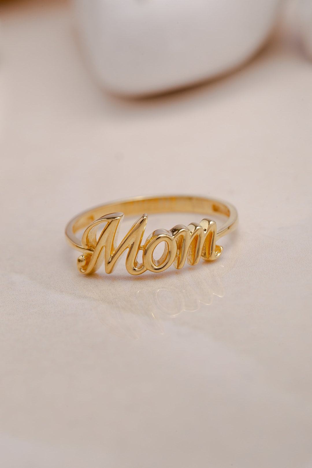 14k Gold Mom Ring, Mothers Day Ring, Gift for Mothers, Handmade Ring ...