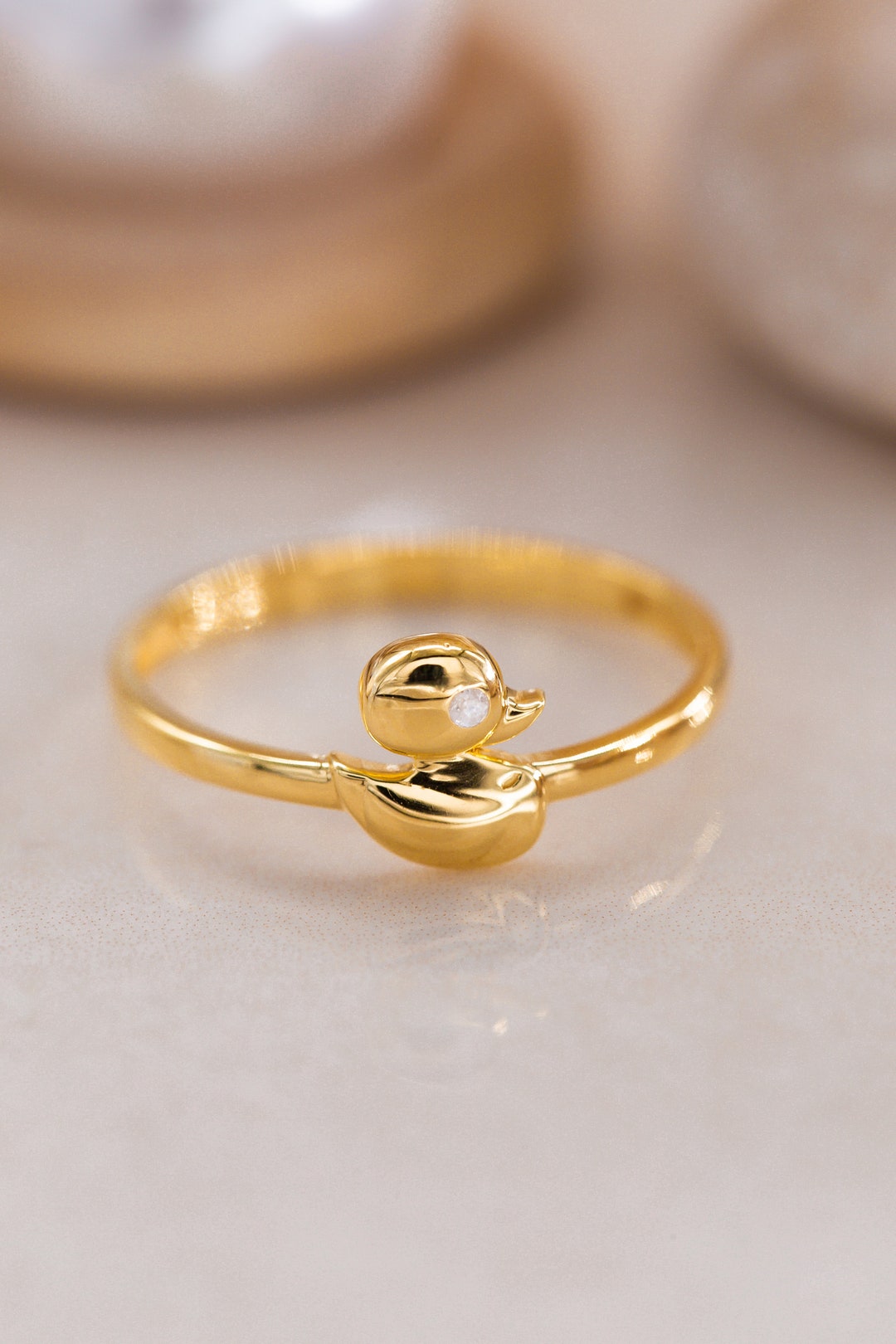 Golden Duck Ring, Bird Ring, Duck Ring, Mini Duck Ring, Minimalist Duck ...