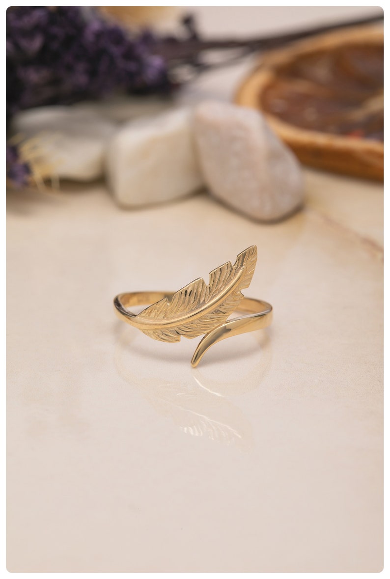 14K Solid Gold Leaf Ring 925 Sterling Silver Leaf Ring - Etsy