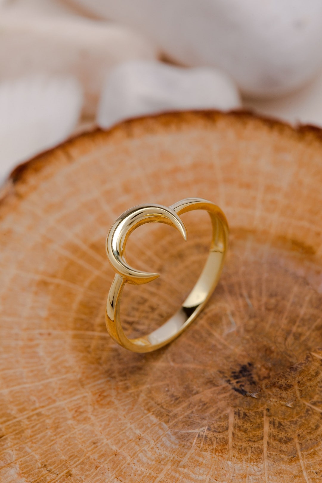 Jewelry Moon Shaped 10K Crescent Rings, Minimalist Jewelry, Moon ...