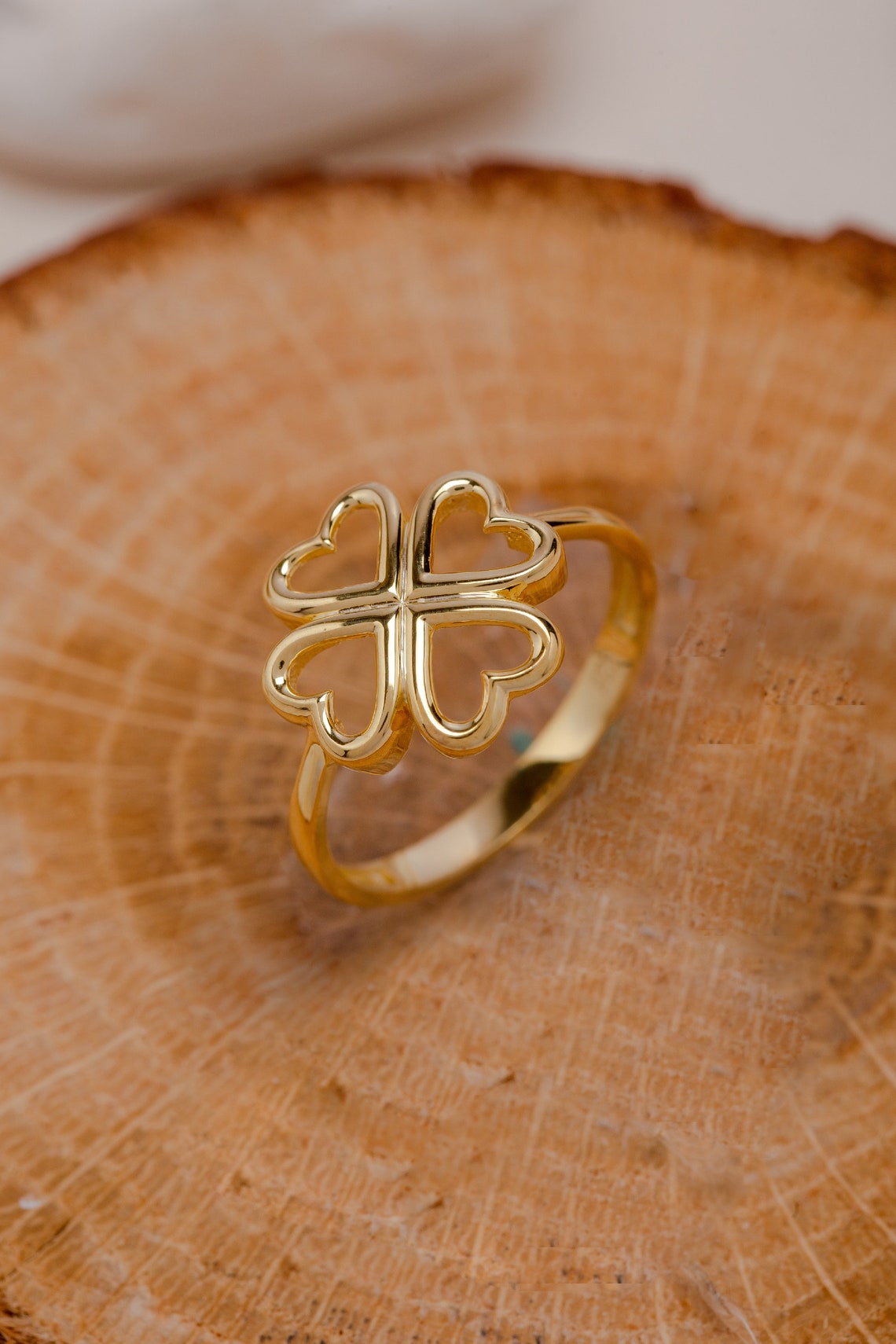 14K Tiny Clover Ring 925 Silver Four Leaf Clover Ring Good - Etsy