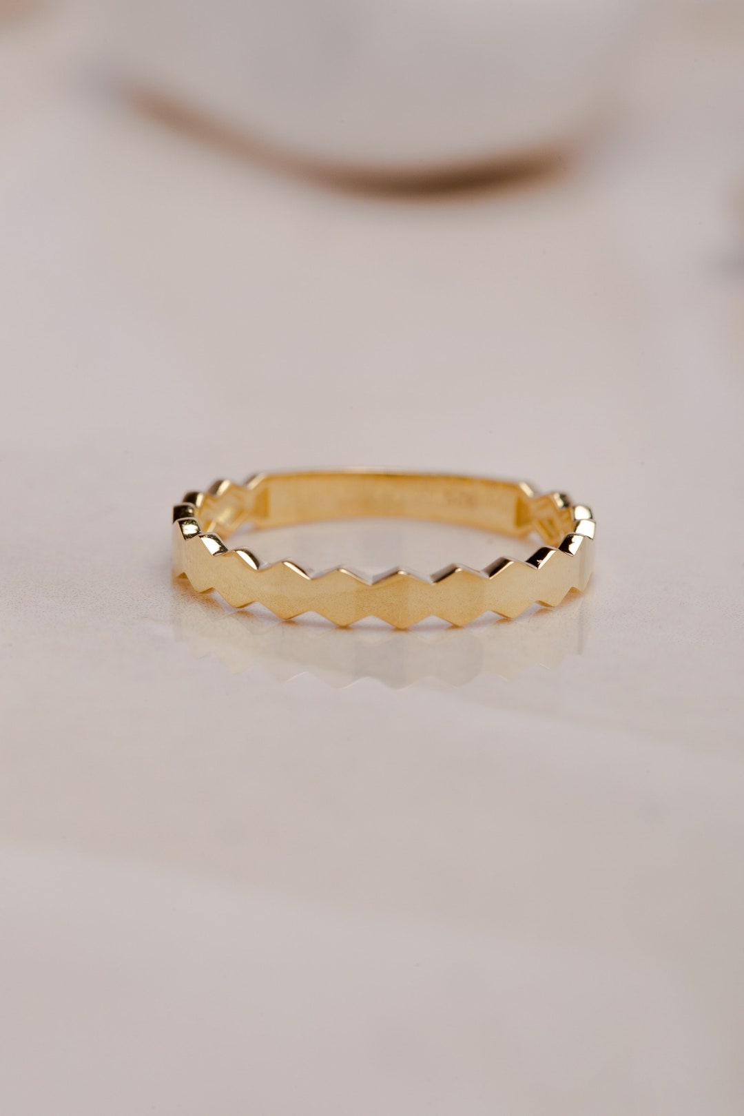 Zig Zag Wave Ring Golden Stacking Ring Dainty Geometry - Etsy
