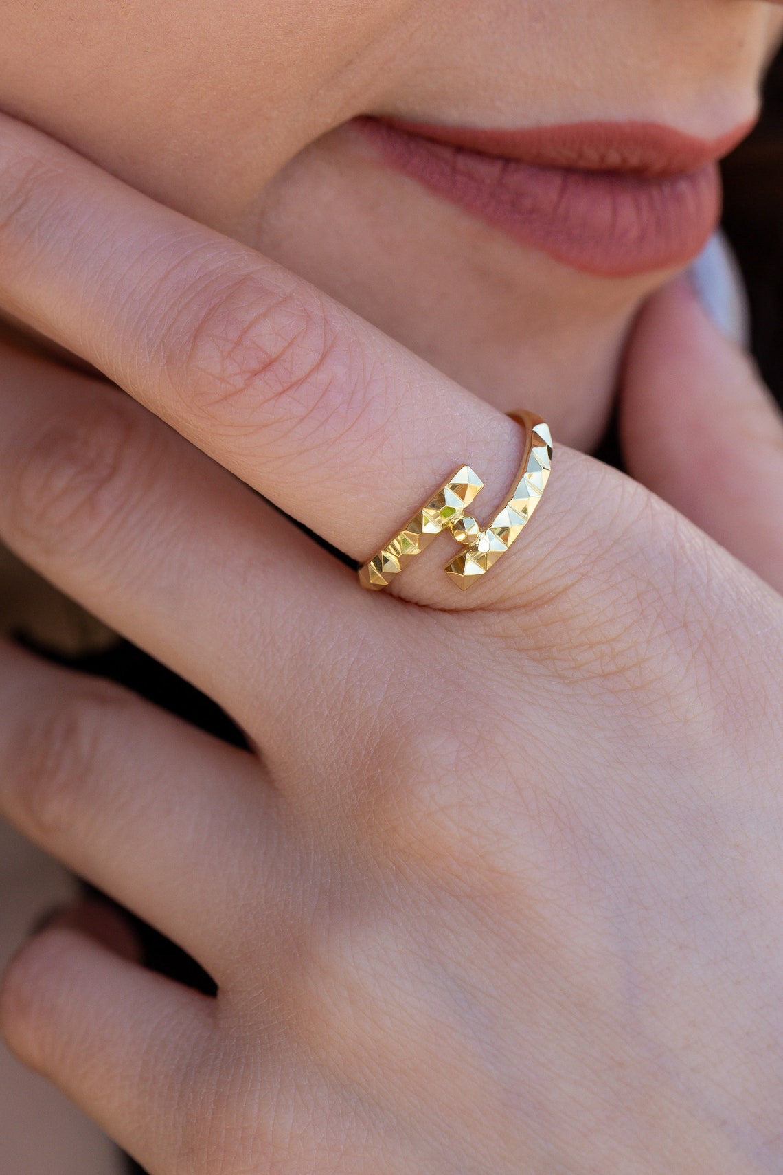 Geometric Rings for Women 14K Gold Ring 925 Sterling Silver - Etsy