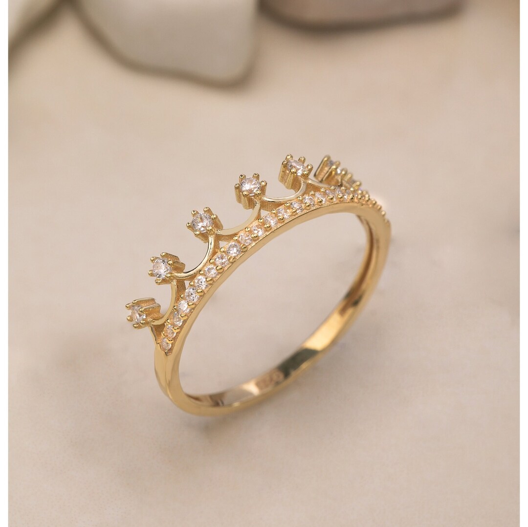 14K Rose Gold Ring, Queen Ring, 925 Sterling Silver Crown Ring ...